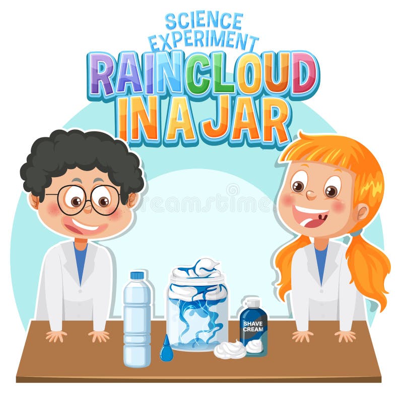 Rain Cloud in a Jar Science Experiment Stock Vector - Illustration of ...