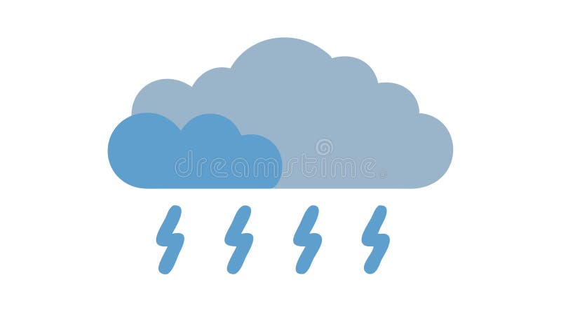 Rain Cloud Lightning Icon Flat Design, Thunderstorm Weather, Vector Design Generative AI Stock ...