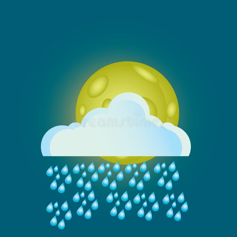 Rain Cloud and Moon. Vector Illustration Decorative Design Stock Vector ...