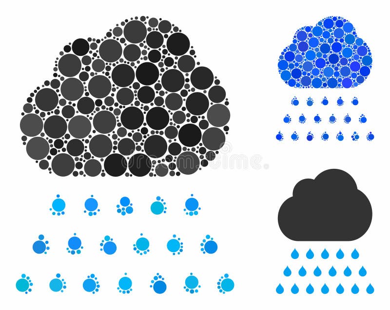 Rain Cloud Mosaic Icon of Round Dots Stock Vector - Illustration of ...