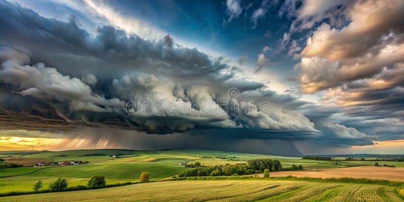 Rain Cloud Over the Field Dramatic Sky with Storm Clouds Generative AI ...