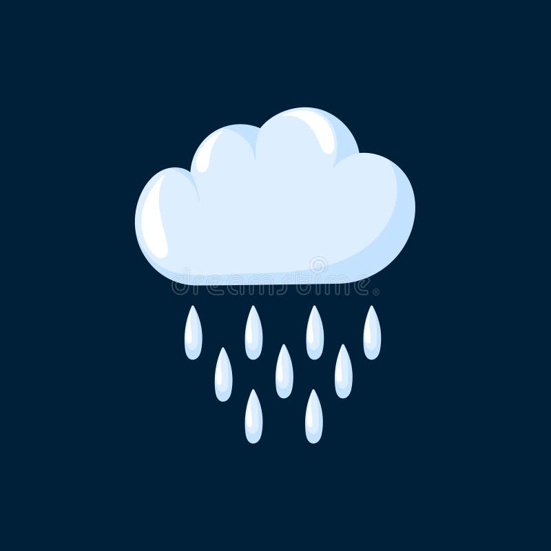 Rain Cloud with Raindrops in Cartoon Style. Design for Weather ...