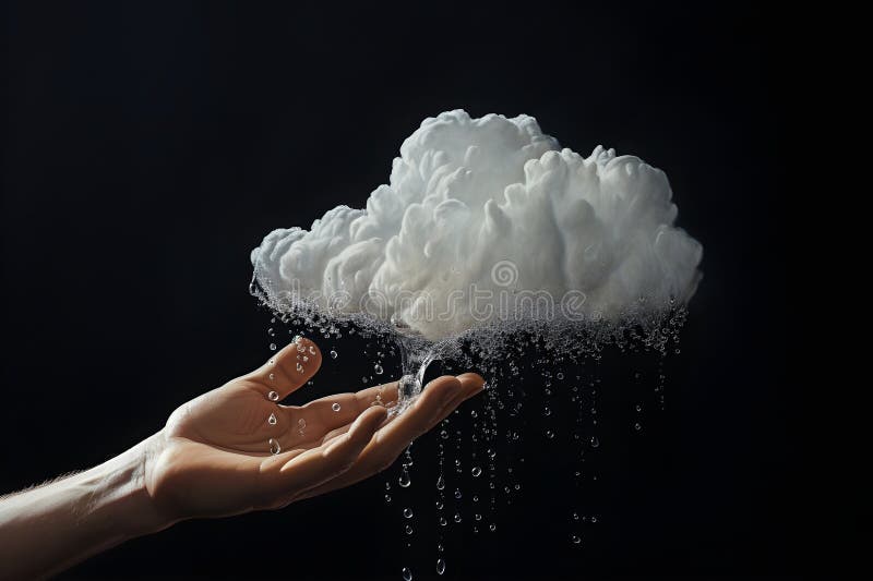 Rain, a Cloud Raining on a Hand Stock Illustration - Illustration of ...
