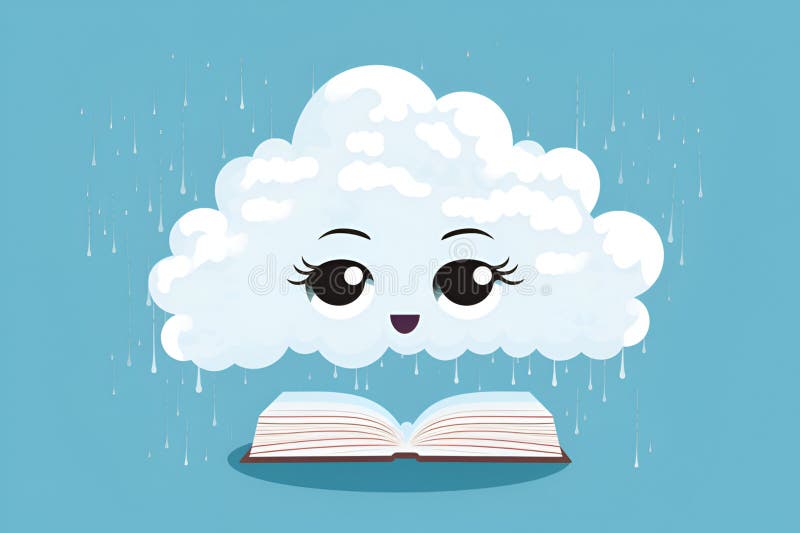 Rain Cloud is Reading a Book, Illustration Stock Photo - Image of book ...