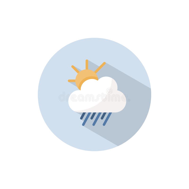 Rain, Cloud and Moon. Filled Color Icon. Weather Vector Illustration ...