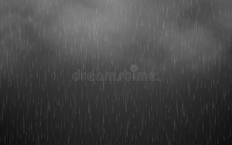 Rain and Clouds on Dark Texture. Realistic Raindrops. Summer Rainfall ...