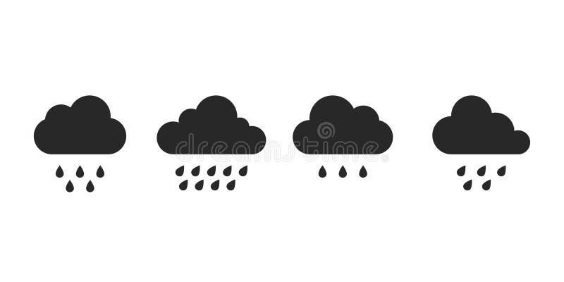 Rain Clouds Icon Set. Rain Clouds Collection. Black Vector Clouds Stock ...
