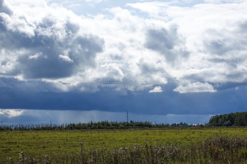 Rain Clouds Over the Field. Autumn Landscape Stock Image - Image of ...