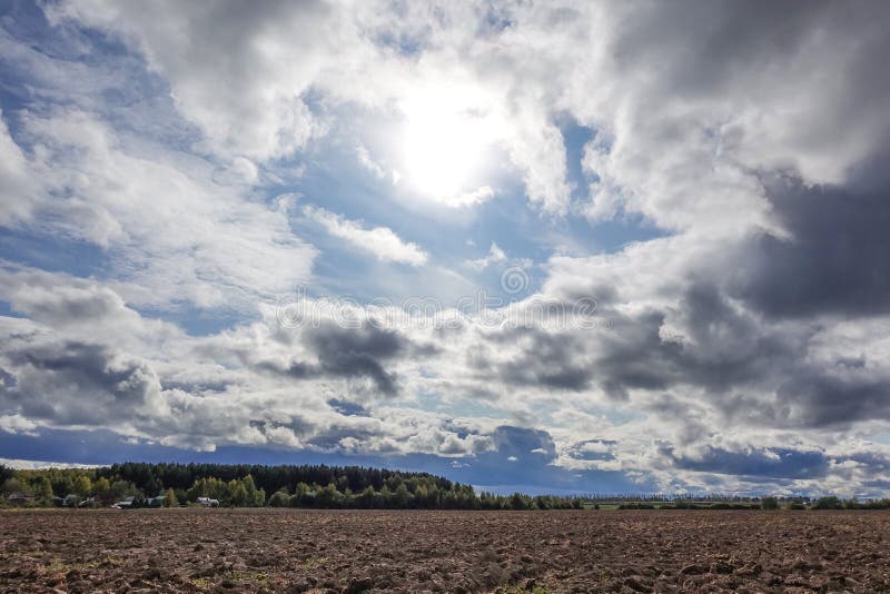 Rain Clouds Over the Field. Autumn Landscape Stock Photo - Image of ...