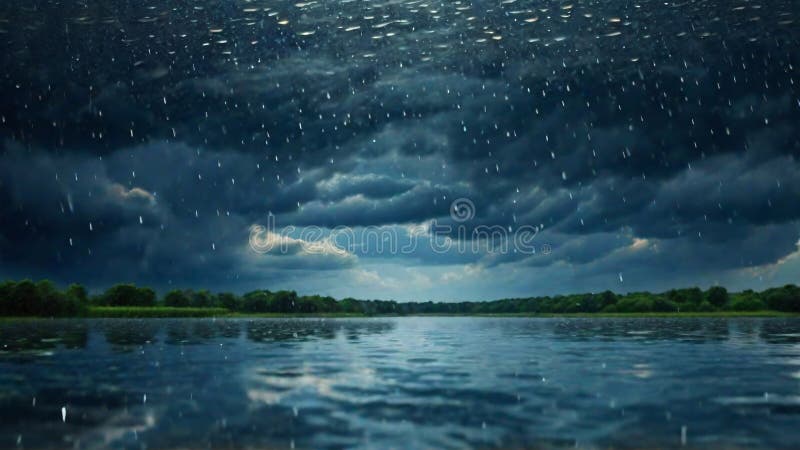 Rain Clouds Over the River. Rainy Weather Stock Illustration ...