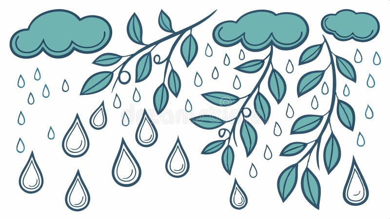 Rain Clouds and Raindrops, Weather and Nature Illustration for ...