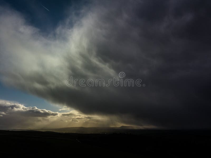 Rain Clouds Shadow Pendle Hill in the Distance Stock Image - Image of ...