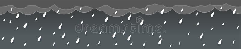 Rain and Clouds, Storm Background, Horizontal Banner , Vector ...