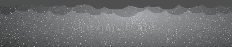 Rain and Clouds, Storm Background, Horizontal Banner , Vector ...