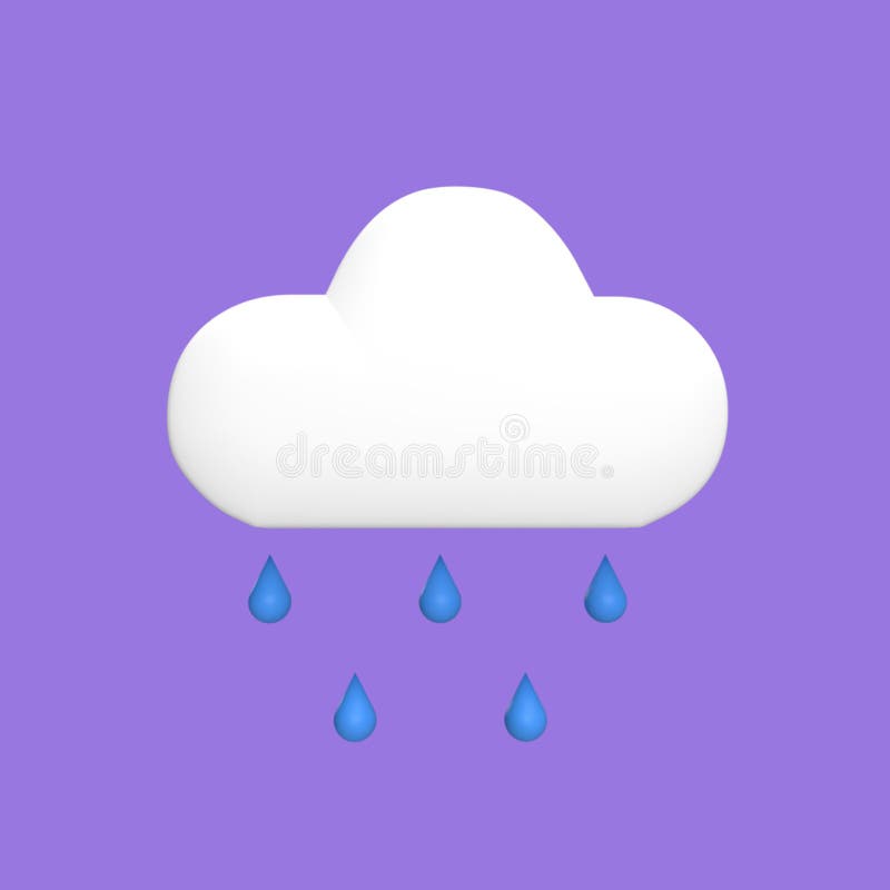 Rain 3d Icon Model Cartoon Style Concept. Render Illustration Stock ...