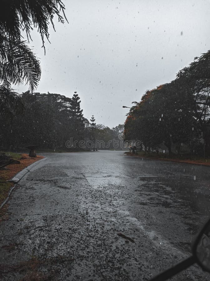 Rain on a Dark and Cold Afternoon Stock Image - Image of reflection ...