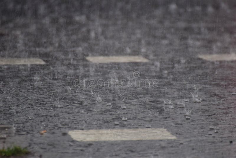 Rain on Dark Grey a Asphalt Road with White Road Marking Stock Photo ...