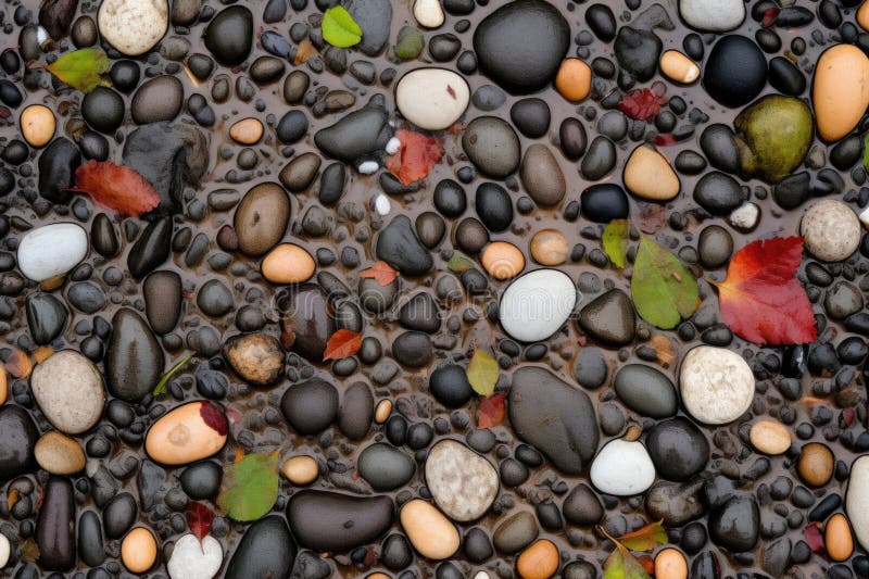 Rain-drenched Pebbles in a Garden Stock Image - Image of tranquil ...