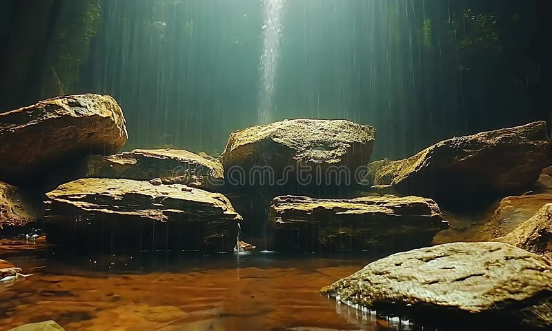Rain-drenched Rocks in a Cool, Dark Stream Stock Footage - Video of ...