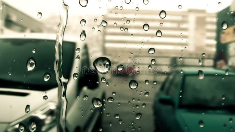 Rain Dripping Down the Window - Graded Artisticall Stock Video Footage ...