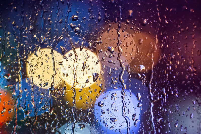 Rain Dripping on the Glass. Colorful Background Stock Image - Image of ...
