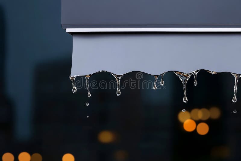 Rain Dripping from Modern Awning at Night Water Droplets Falling from a ...