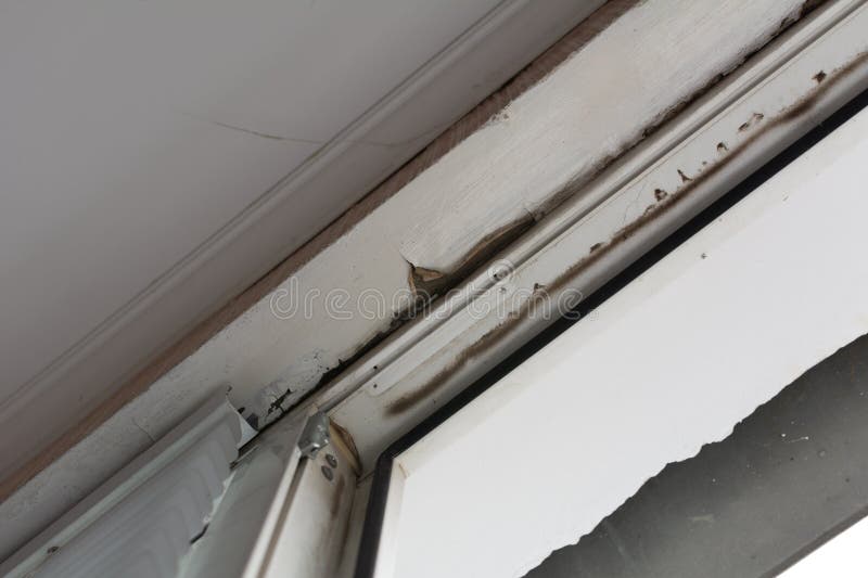 Rain Drips Window Frame Ceiling Roof Damage Due Poor Repair Stock ...