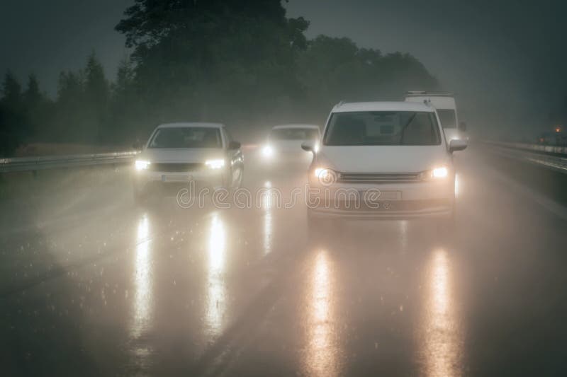 Rain while Driving on the Motorway in the Evening Stock Image - Image ...