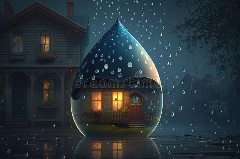 Rain drop. AI generation stock illustration. Illustration of recycling ...