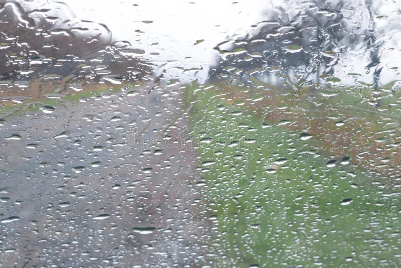 Rain Drop on Car Front Window, Road View through Window. Stock Image ...
