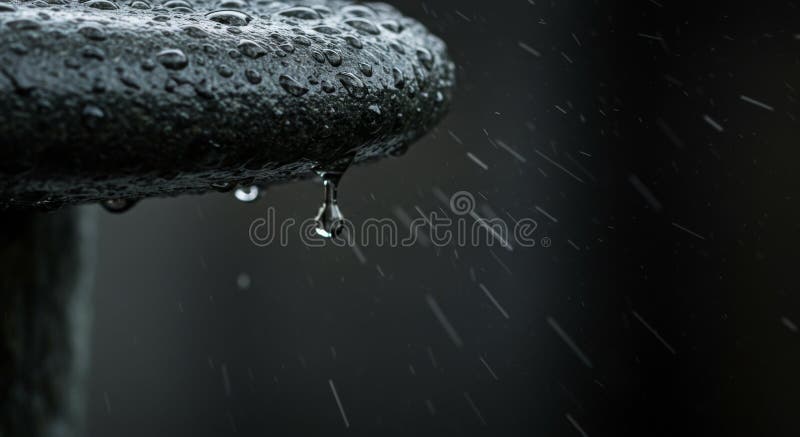 Rain Drop Falling from Dark Grey Stone Stock Illustration ...