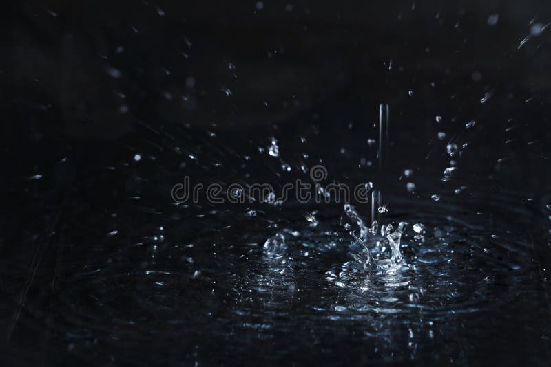 Rain Drop Falling Down into Puddle Stock Photo - Image of abstract ...