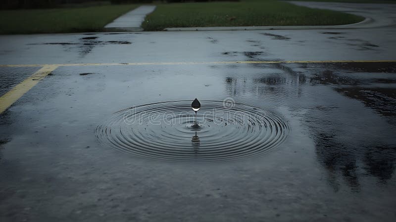 Rain Drop Impact on Wet Asphalt: Concentric Royalty Free Image Stock ...