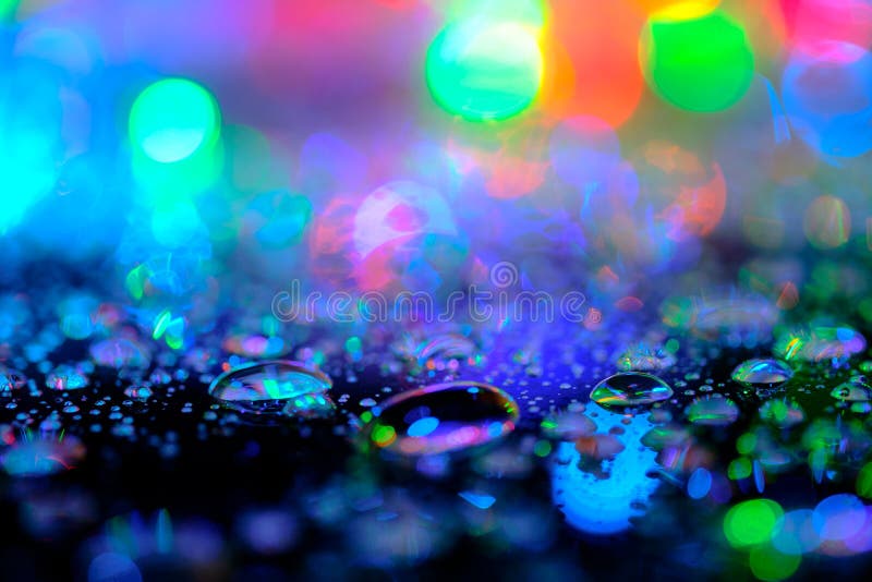 Rain Drop on the Mirror with Light Bokeh Background Stock Photo - Image ...