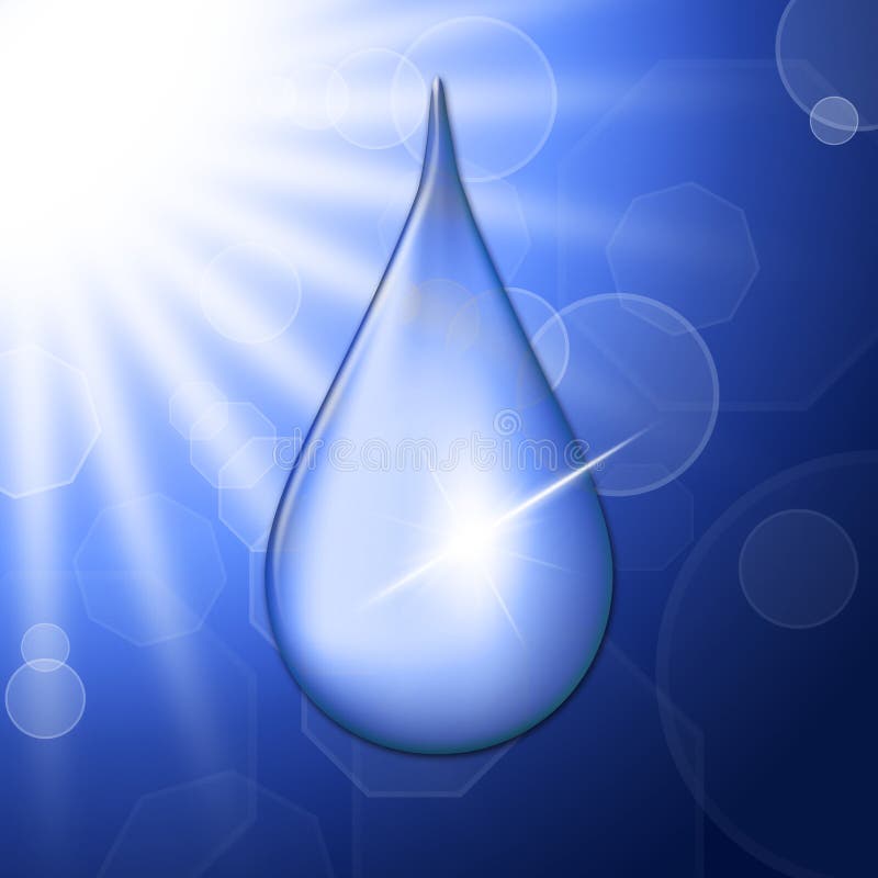 Rain Drop Shows Sun Rays and Blue Stock Illustration - Illustration of ...