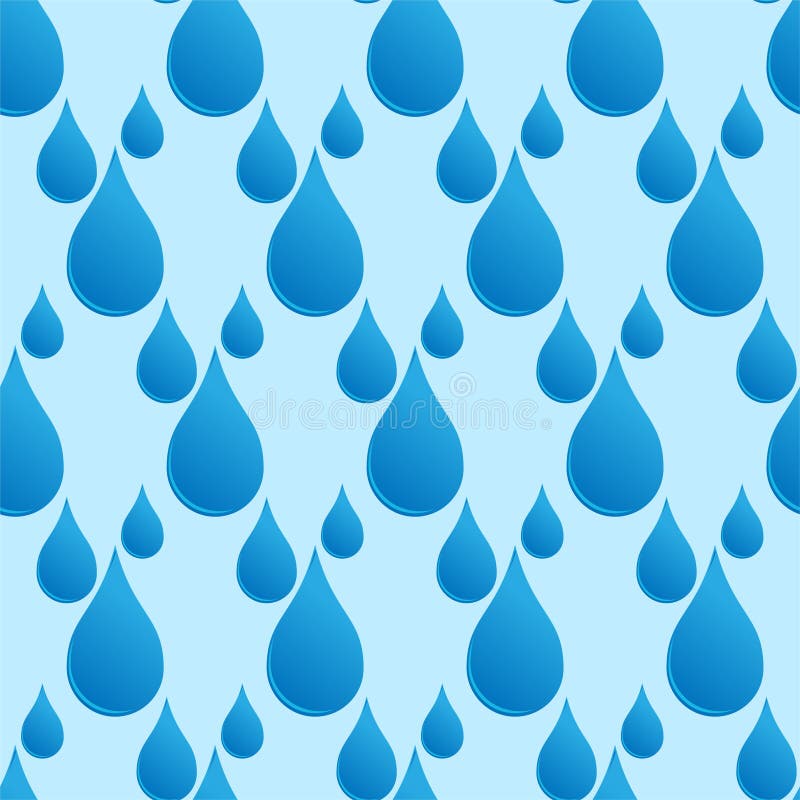 Rain Drop in Vector Seamless Pattern. Flat Icon of Water Raindrop Stock ...
