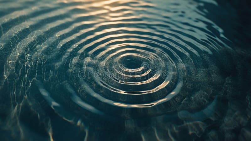 Rain Droplet Interference Patterns on Water Surface Creating Concentric ...