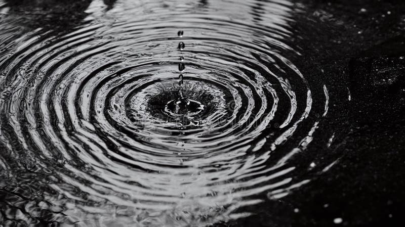 Rain Droplet Interference Patterns on Water Surface Creating Concentric ...