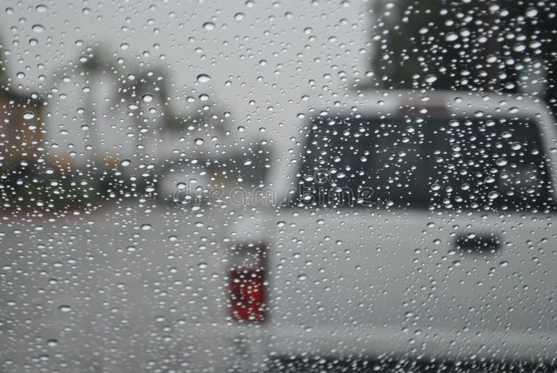 Rain Droplets on Car Windshield Stock Image - Image of cloudy, drop ...