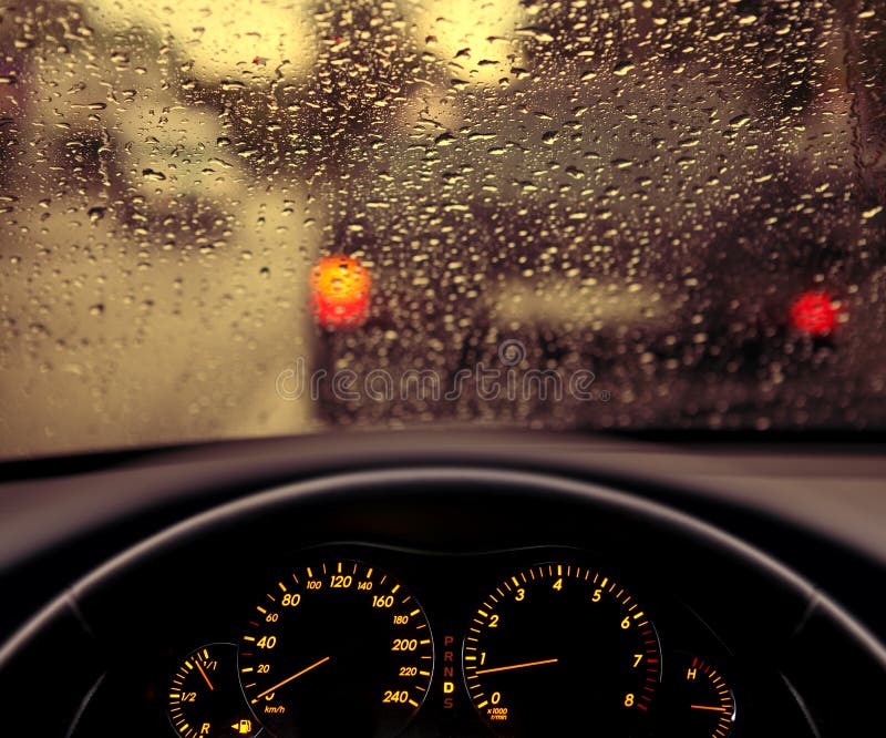 Rain Droplets on Car Windshield Stock Photo - Image of horizontal ...