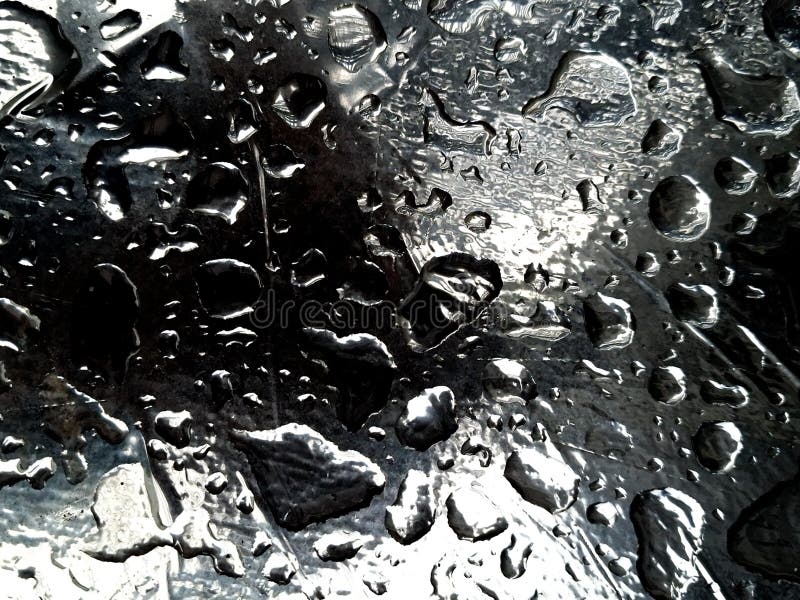 Rain Droplets on the Mirror Photographed Closeup Stock Image - Image of ...