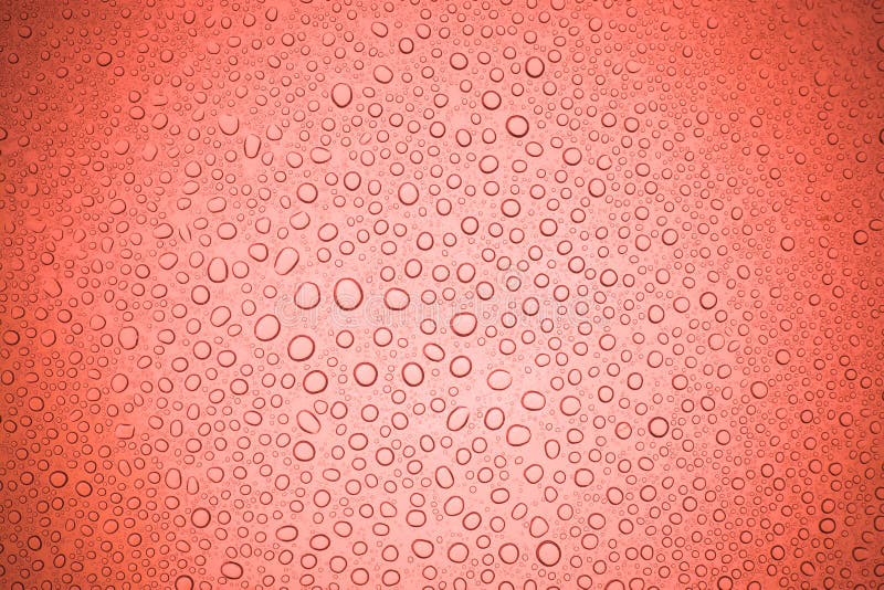 Rain Droplets on Red Glass Background, Water Drops on Glass Stock Image ...