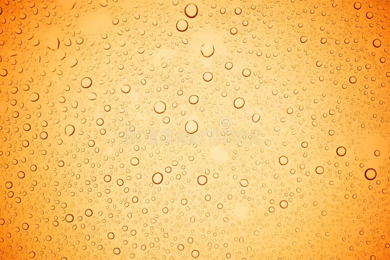 Rain Droplets on Yellow Glass Background, Water Drops on Yellow Glass ...
