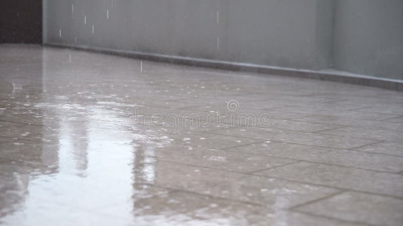 Rain Dropping on the Floor, Wet Ground Surface Raining Stock Footage ...