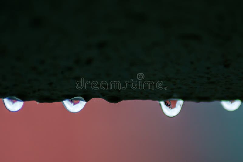 Rain Drops Below the Concrete Eaves Stock Photo - Image of dark ...