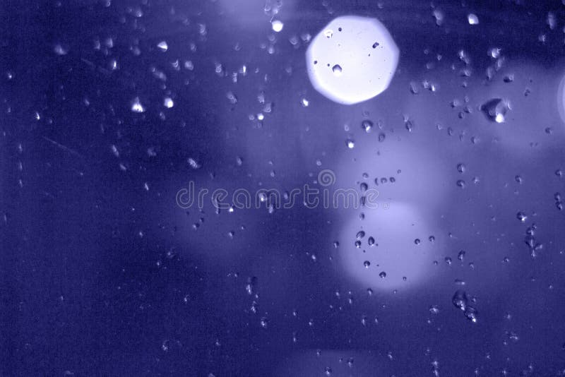 Rain Drops with Bokeh Effect in the Night City. Drops of Rain on Window ...