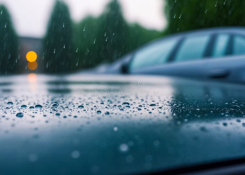 Rain Drops on Car. Generative AI Stock Illustration - Illustration of ...