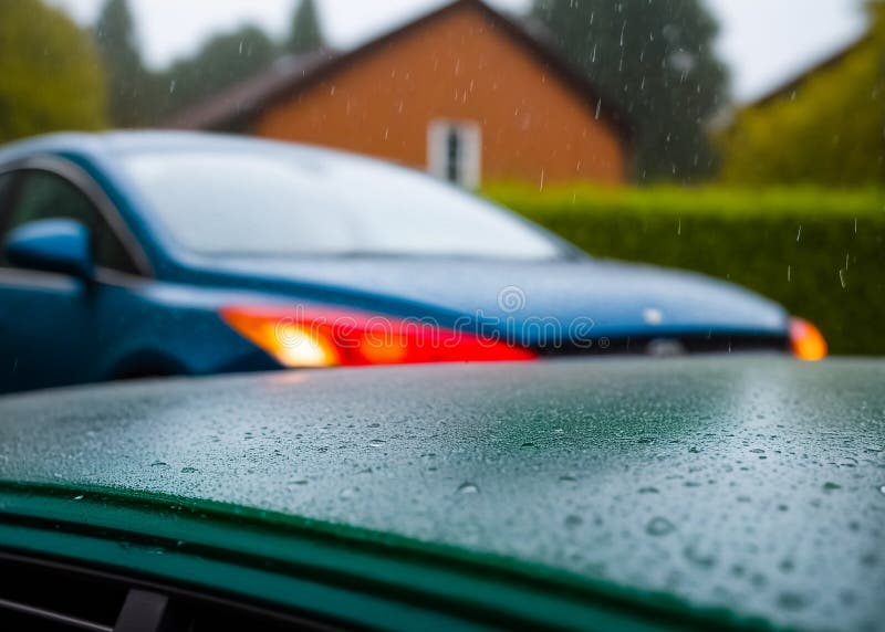 Rain Drops on Car. Generative AI Stock Illustration - Illustration of ...