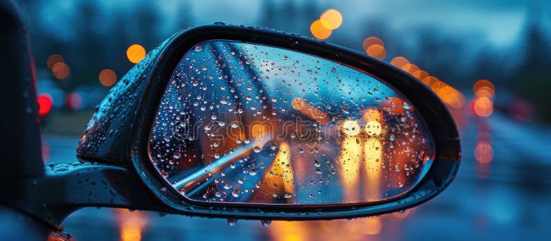 Rain Drops on Car Side Mirror Stock Photo - Image of water, rainy ...
