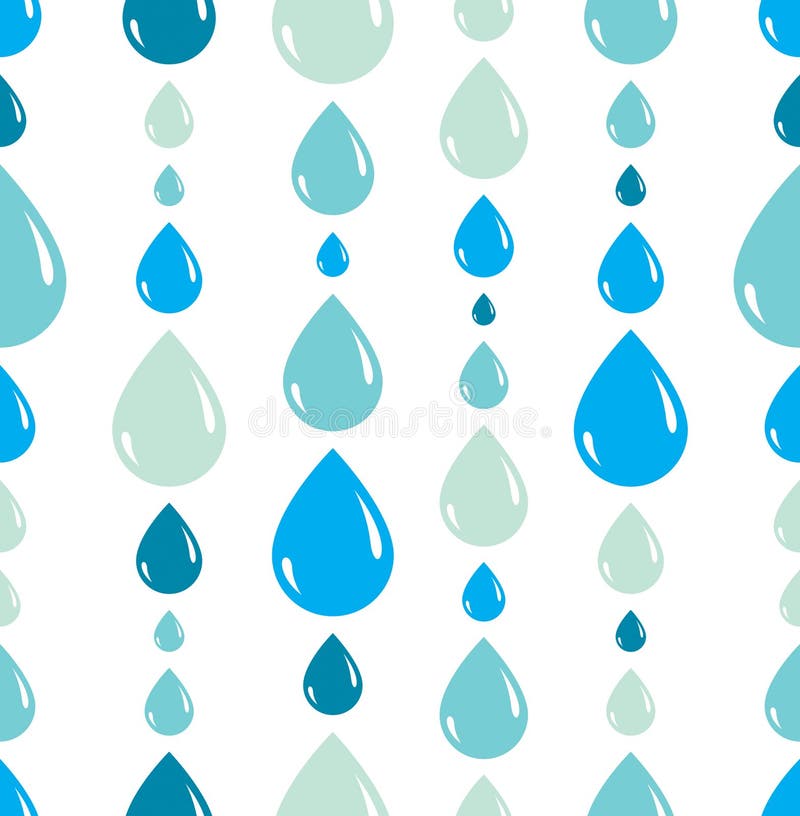 Rain Drops Falling Seamless Pattern, Vector Blue Colored Repeat Endless ...